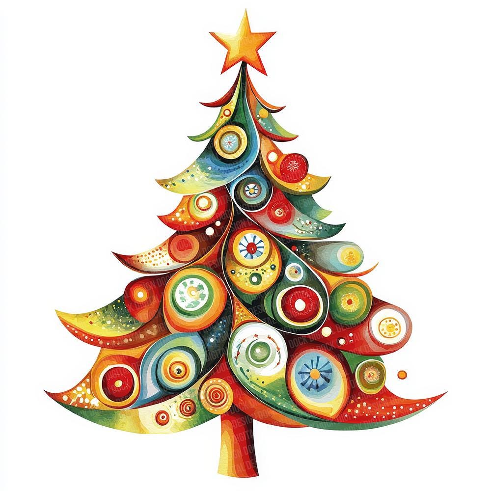 Christmas Tree PNG Clip Art, 12x Whimsical Holiday Tree Clipart Set ...