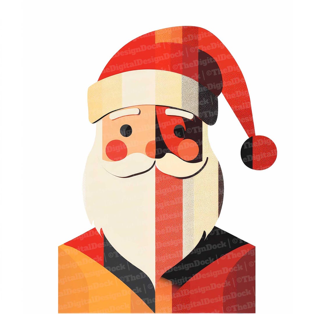 12 Abstract Santa Clipart, Minimalist Christmas Clipart, Printable ...