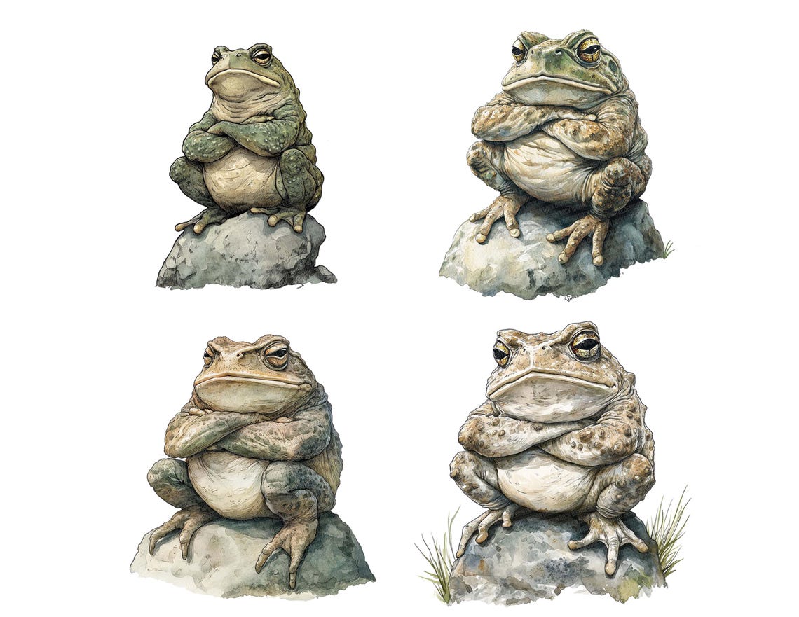 Grumpy Toad PNG Clipart, 12x Angry Frog Clip Art Set, Printable ...