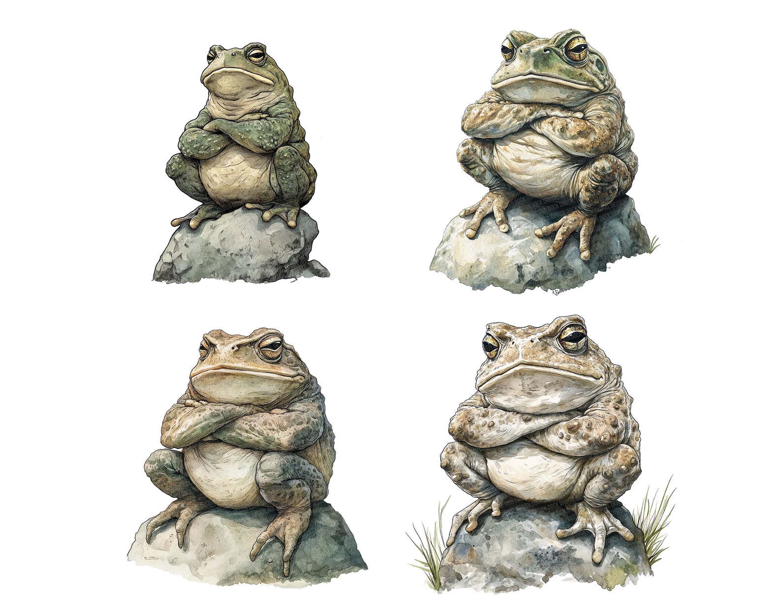Grumpy Toad PNG Clipart, 12x Angry Frog Clip Art Set, Printable ...
