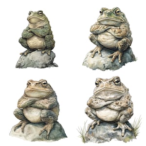Grumpy Toad PNG Clipart, 12x Angry Frog Clip Art Set, Printable ...