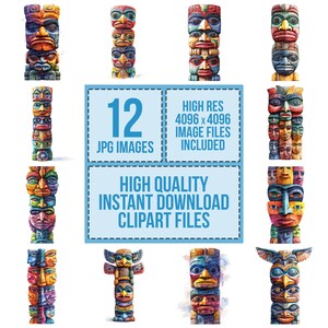 12x Tribal Totem Pole Clipart, Indigenous Artwork, High Quality Jpgs ...