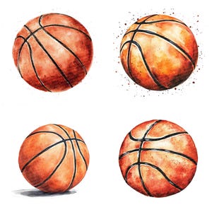 Basketball PNG Clipart, 12x Watercolor Basketball Clip Art Set ...