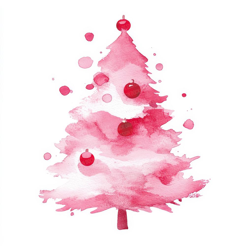 Pink Christmas Tree PNG Clip Art, 12x Watercolor Christmas Tree Clipart ...