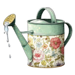 Floral Watering Can PNG Clipart, 12x Watercolor Garden Clip Art Set ...