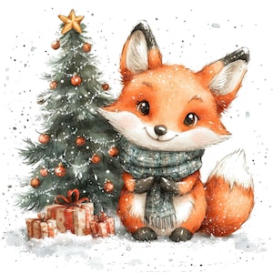 12x Christmas Fox Clipart, Holiday Woodland Animal, High Quality Jpgs ...