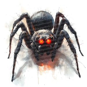 12 Scary Spider Clipart, Watercolor Creepy Spider Art, Halloween Horror ...