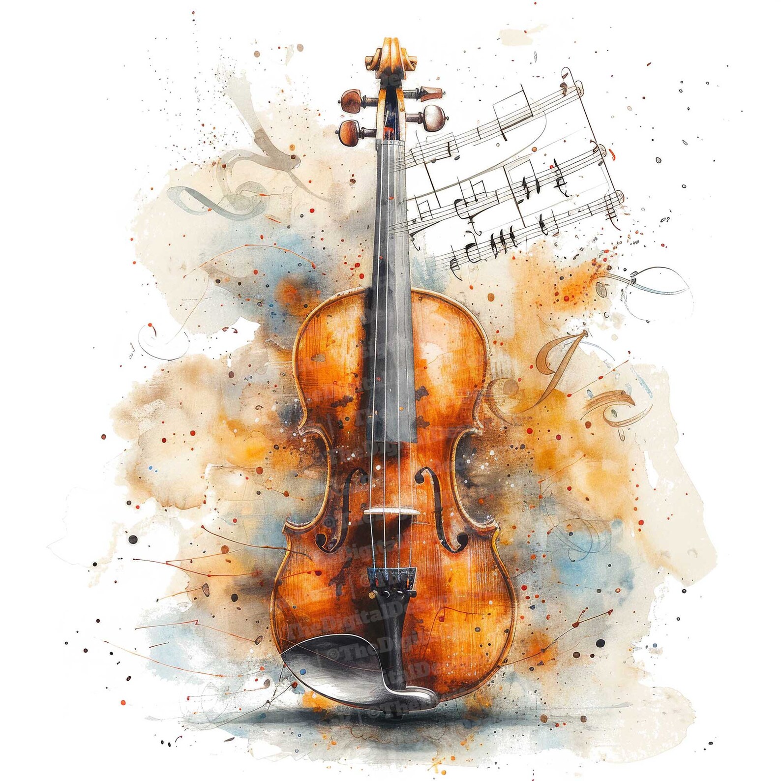 12x Vintage Violin Music Notes Clipart, Musical Clipart, Printable ...