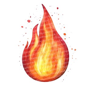 Fire Flame Clip Art, 12x Watercolor Flame Clipart Set, Printable Fire ...