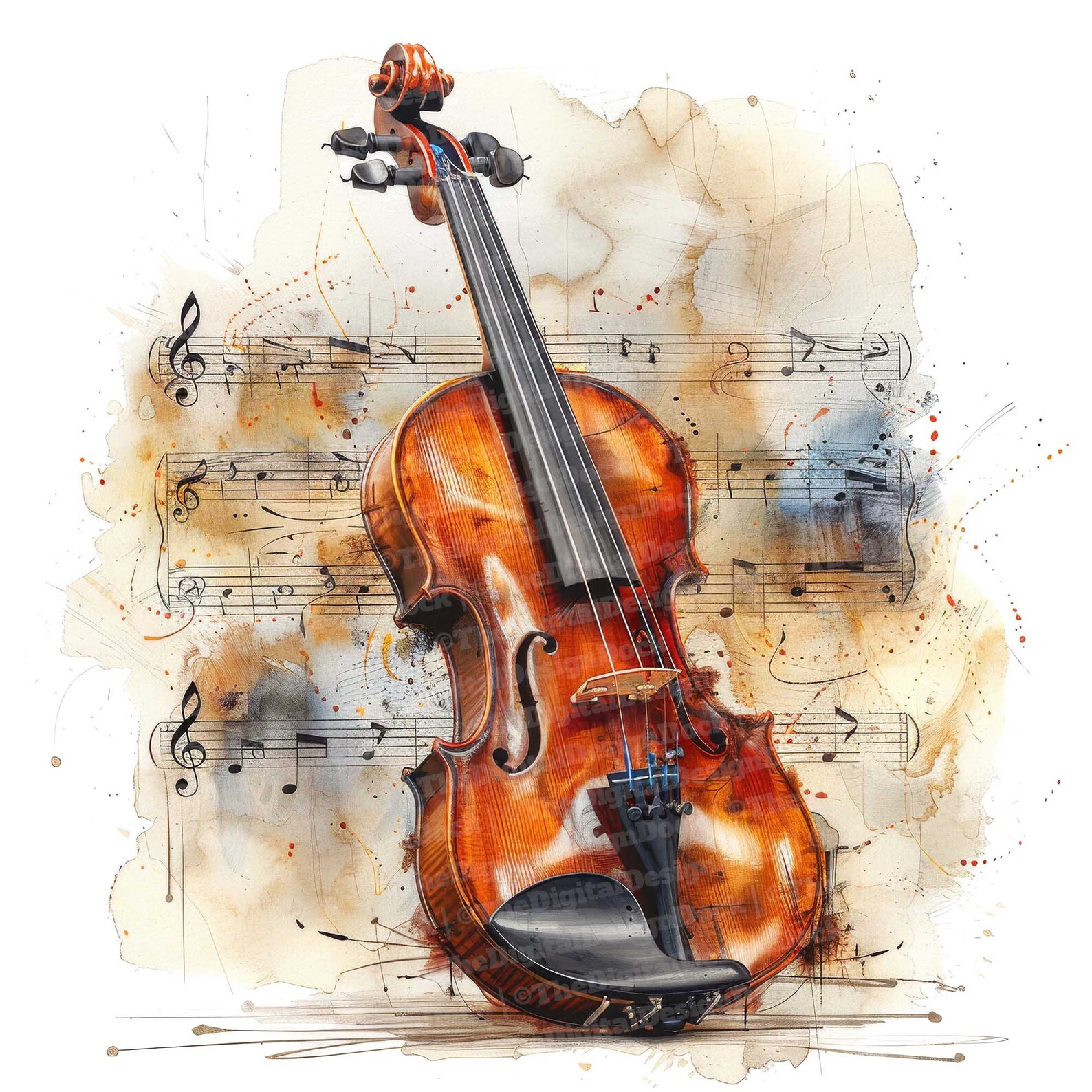 12x Vintage Violin Music Notes Clipart, Musical Clipart, Printable ...