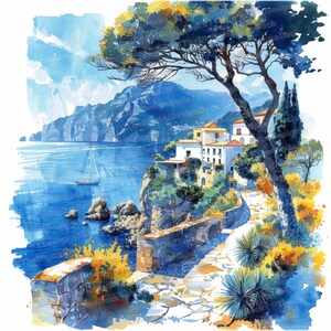 Amalfi Coast Clipart, 12 Jpgs, Coastal Italy Clipart, Printable ...