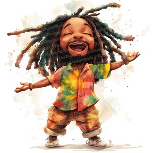 12 Dancing Reggae Man Clipart, Cartoon Music Character, Printable ...