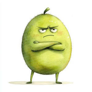 Grumpy Kiwi PNG Clip Art, 12x Funny Fruit Character PNG Clipart Set ...