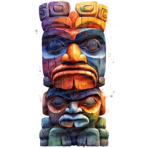 12x Tribal Totem Pole Clipart, Indigenous Artwork, High Quality Jpgs ...