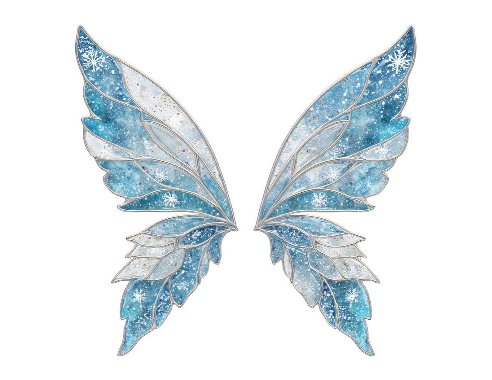 Fairy Wings PNG Clipart, 12x Frosted Snowflake Wings Art, Printable ...