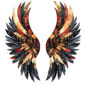 12x Watercolor Tribal Wings PNG Clipart, Angel Wings PNG, Feather Clip ...
