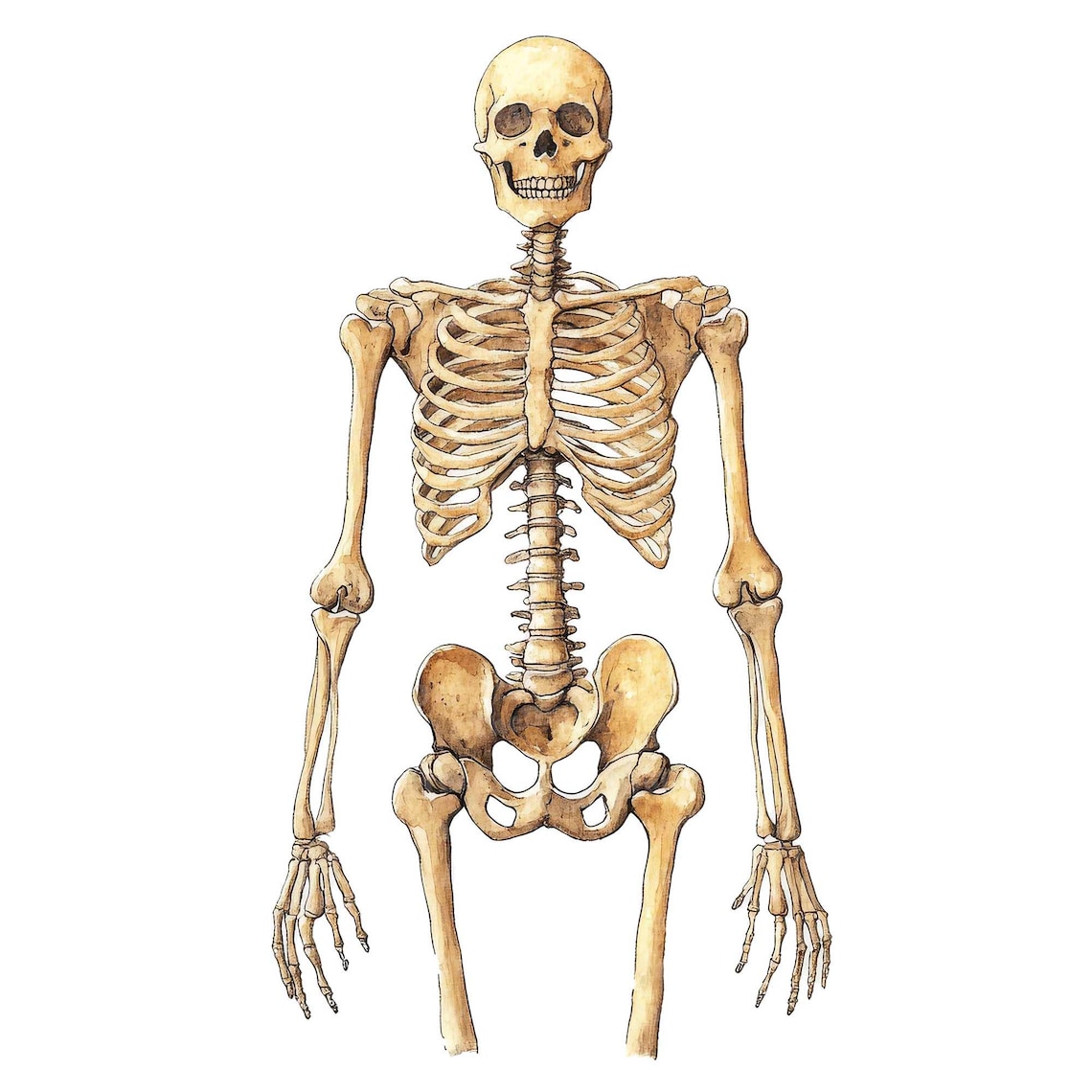 12x Skeleton Anatomy Clipart, Human Skull, Watercolor Human Body Art ...
