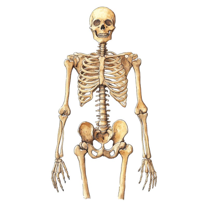 12x Skeleton Anatomy Clipart, Human Skull, Watercolor Human Body Art ...