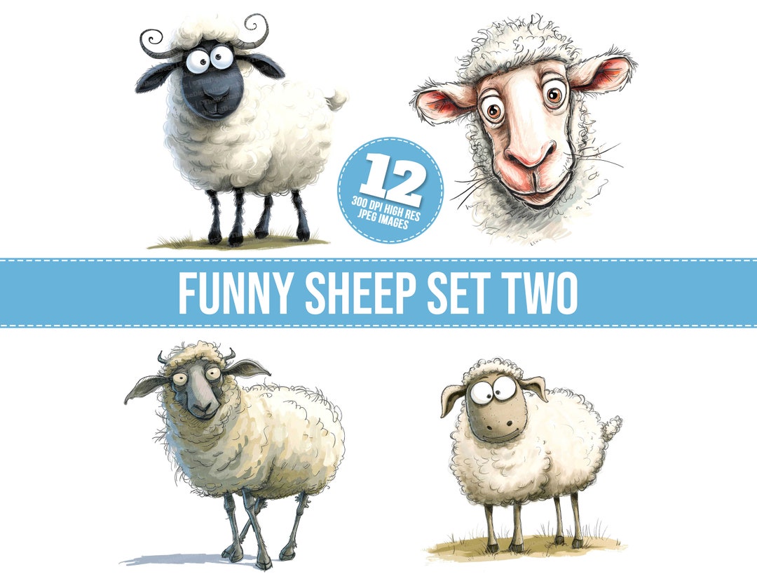 Funny Sheep Clipart, 12 Jpgs, Sheep Faces Printable Image, Animals ...