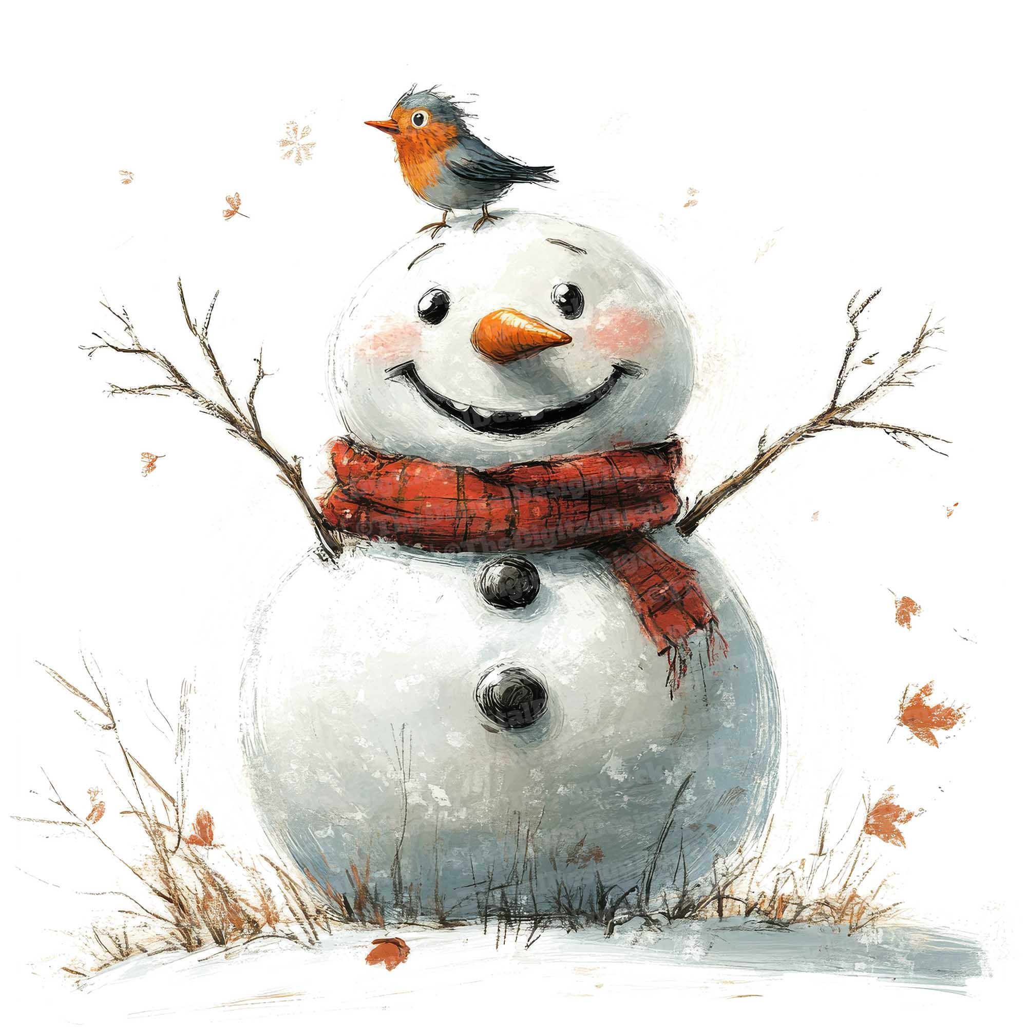 12 Snowman Clipart, Watercolor Winter Character, Printable Watercolor ...
