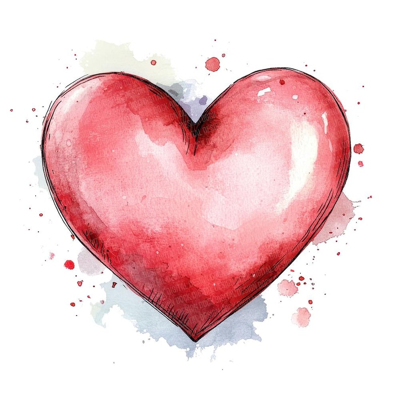 Watercolor Heart PNG Clipart, 12x Red Love Heart Clip Art Set,hand ...