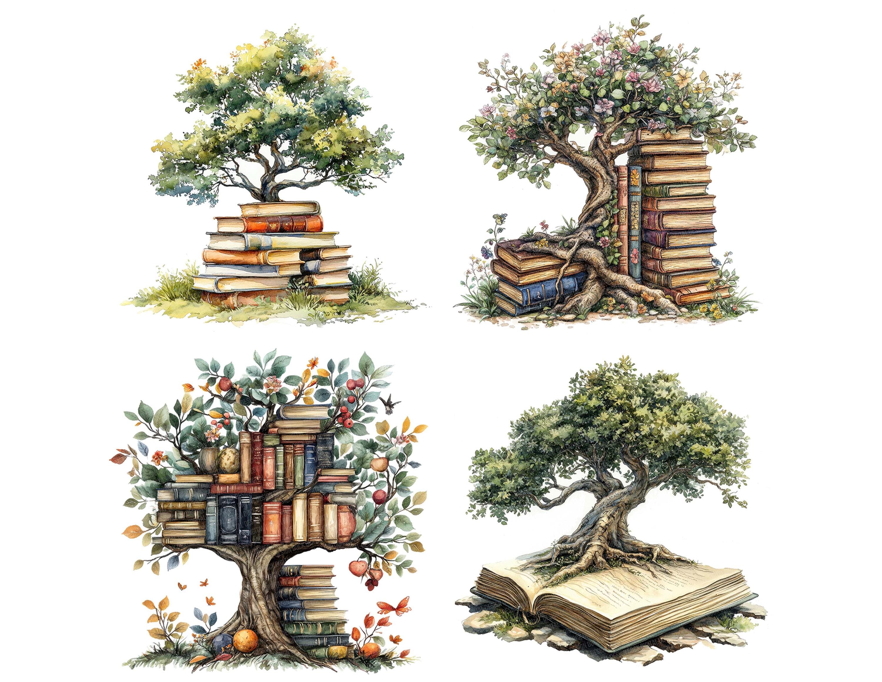 Book Tree PNG Clipart, 12x Reading Tree Clip Art Set, Printable ...