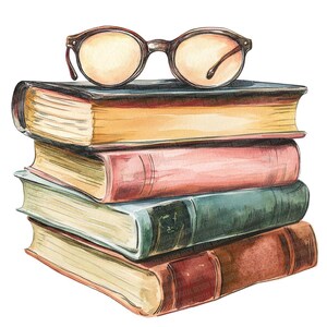 Stacked Books With Glasses PNG Clipart, 12x Vintage Book Stack Clip Art ...