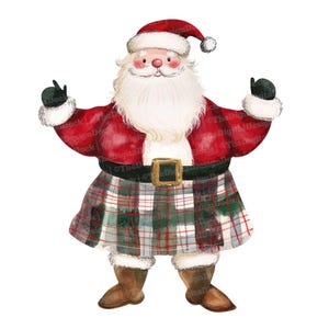 12x Santa in Kilt Clipart, Scottish Christmas Clipart, Printable ...