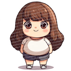 Chubby Chibi Girl Clip Art, 12x Cute Cartoon Character Clipart Set ...