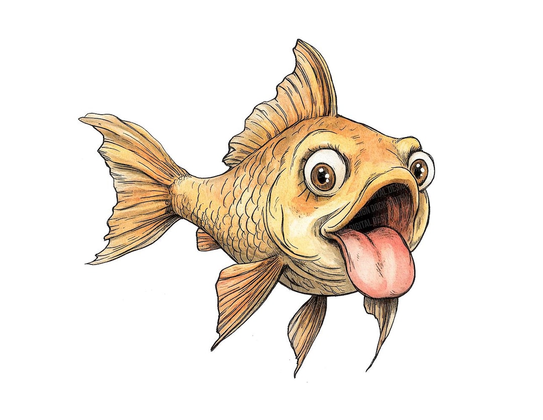 Quirky Fish PNG Clipart, 12x Funny Fish Clip Art Set, Printable ...