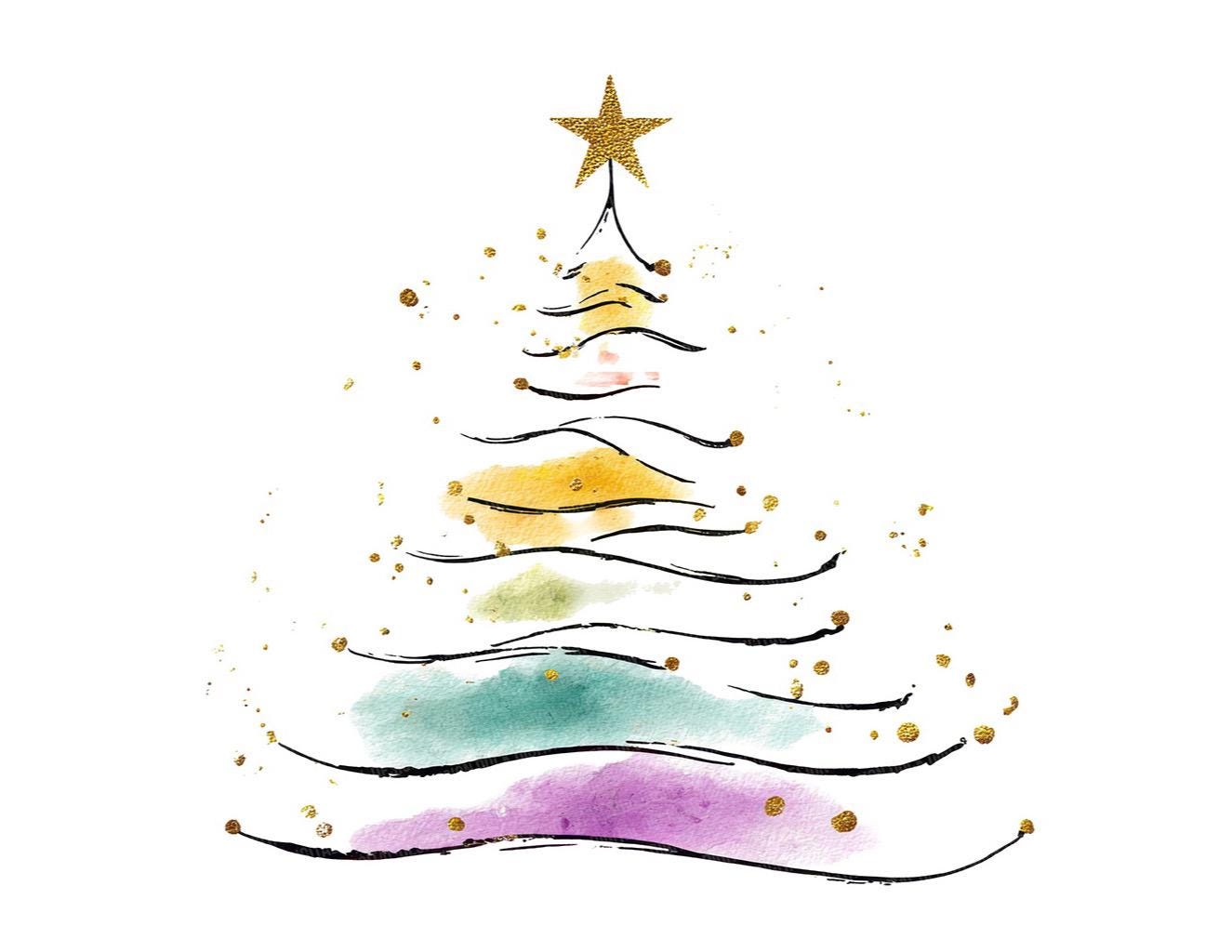 Sketch Rainbow Christmas Tree PNG Clipart, 12x Watercolor Holiday Tree ...