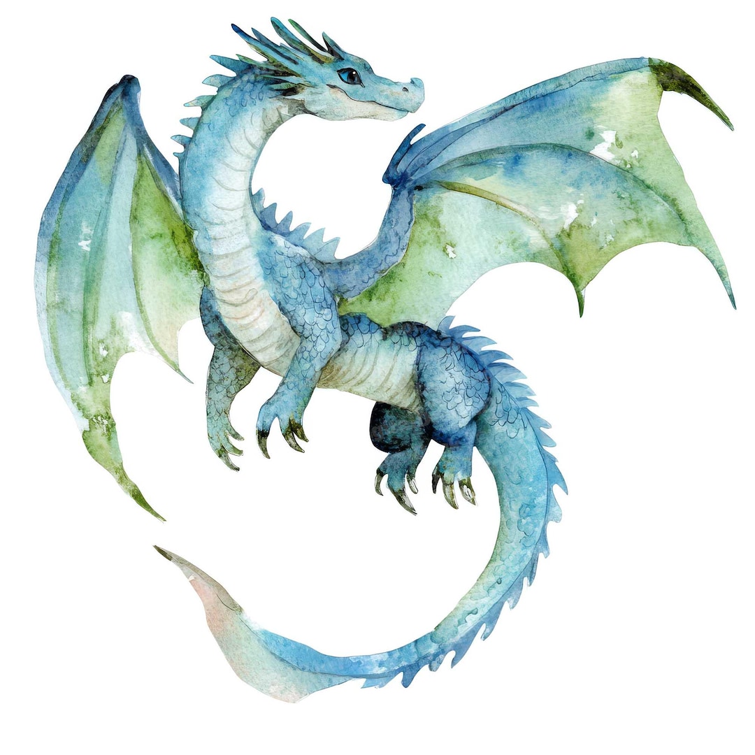 Watercolor Dragon Clip Art, 12x Fantasy Dragon Clipart Set, Printable ...