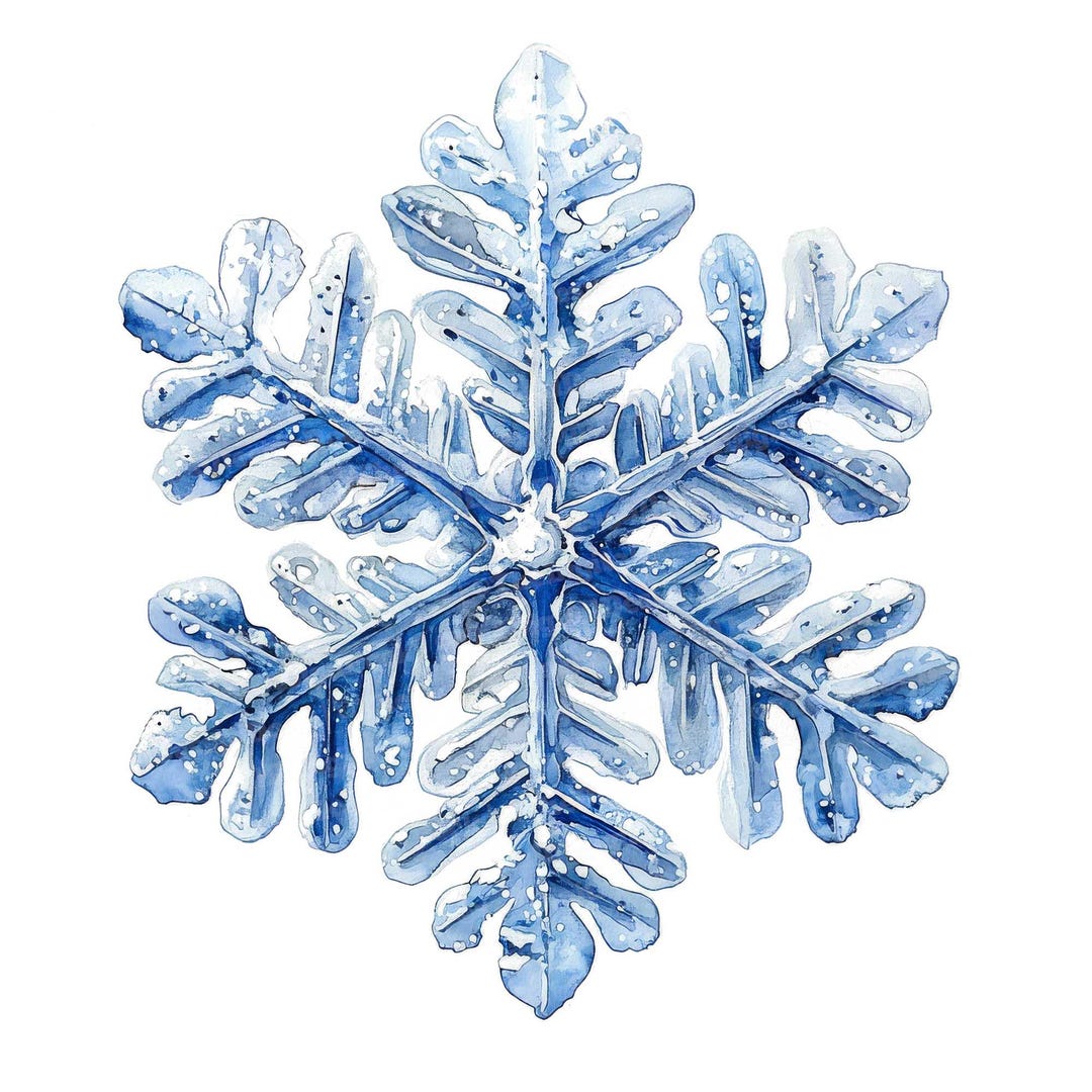12x Snowflake Clipart, 12 High Quality Jpgs, Watercolor Frozen Winter ...