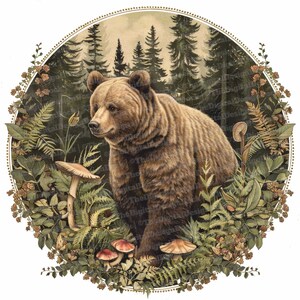 12x Vintage Bear Clipart, Woodland Bears Clipart, Printable Watercolor ...