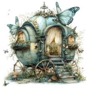 12x Fairy Carriage Clipart, Dragonfly Carriage Clipart, Printable ...