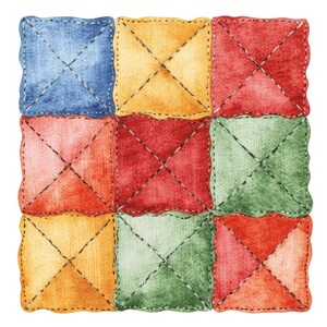 12x Watercolor Patchwork Tag Clipart, Rustic Fabric Sign PNG, Printable ...