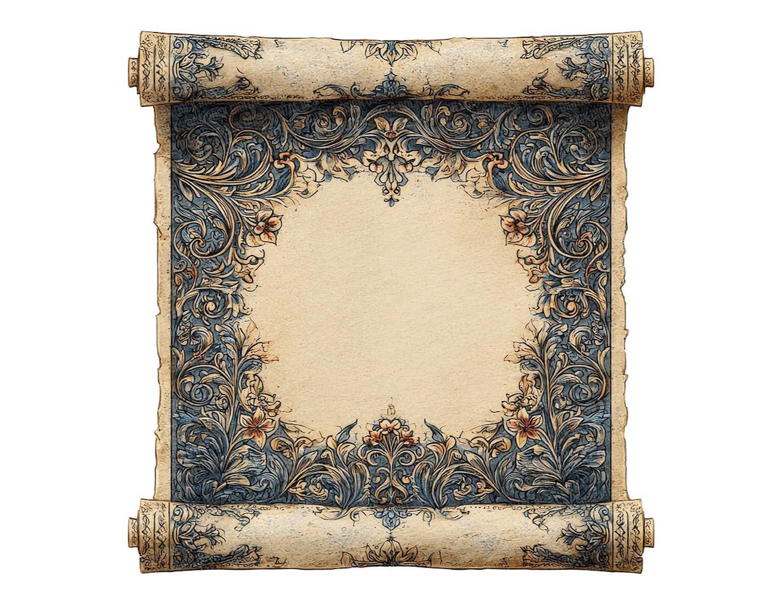 12 Watercolor Gothic Scroll PNG Clipart, Medieval Paper Manuscript Clip ...