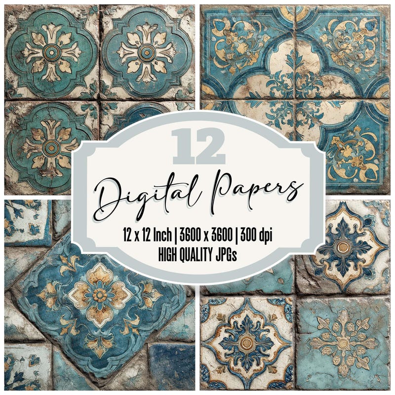 Turquoise Floral Tile - Etsy