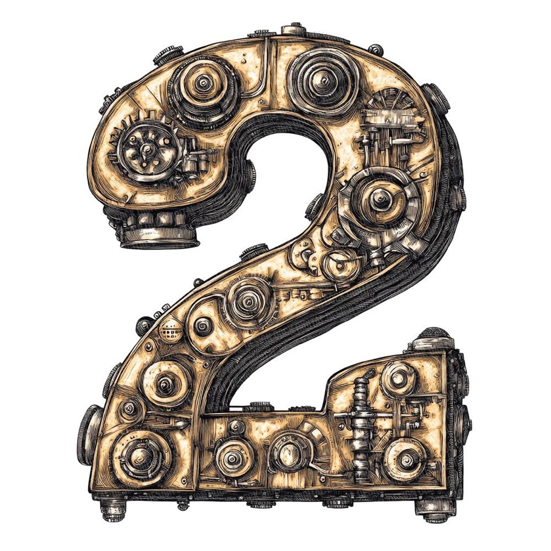 Steampunk PNG Numbers Clipart, 12x Steampunk Style Numbers Set, Printable Industrial Clip Art ...