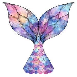 Mermaid Tail PNG Clipart, 12x Pastel Ocean Tails Clip Art Set ...