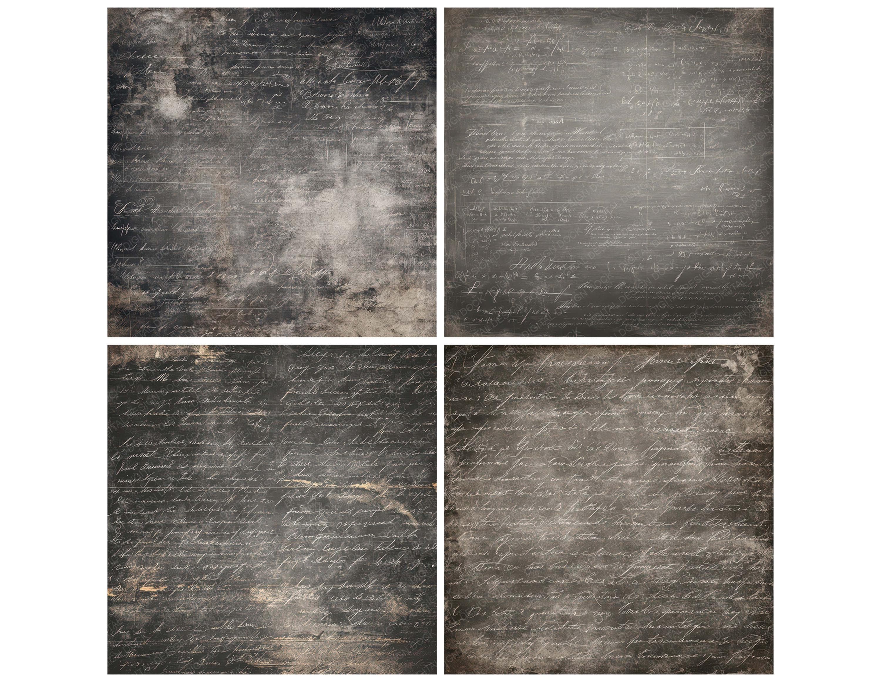 12x Vintage Blackboard Junk Journal Paper Dark Chalkboard Script ...
