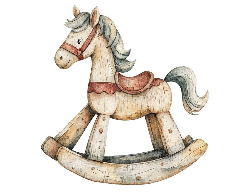 Rocking Horse PNG Clipart, 12x Wooden Toy Horse Clip Art Set, Printable ...