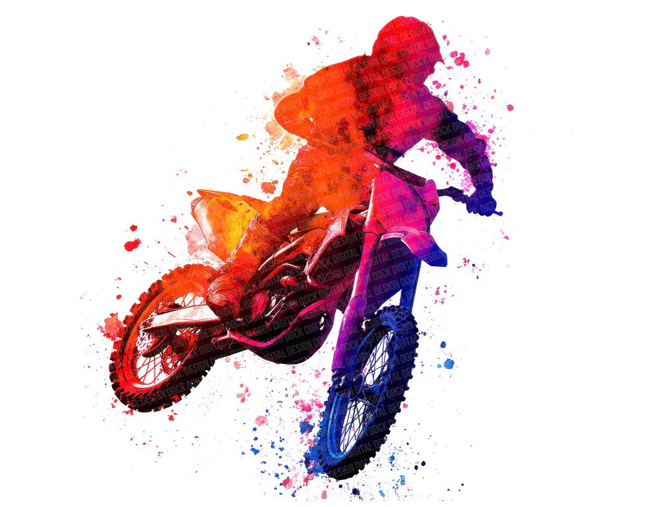 Motocross PNG Clipart, 12x Watercolor Dirt Bike Rider Art Set ...