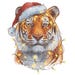 Christmas Tiger Clipart, 12x Santa Hat Tigers PNG, Printable Watercolor ...