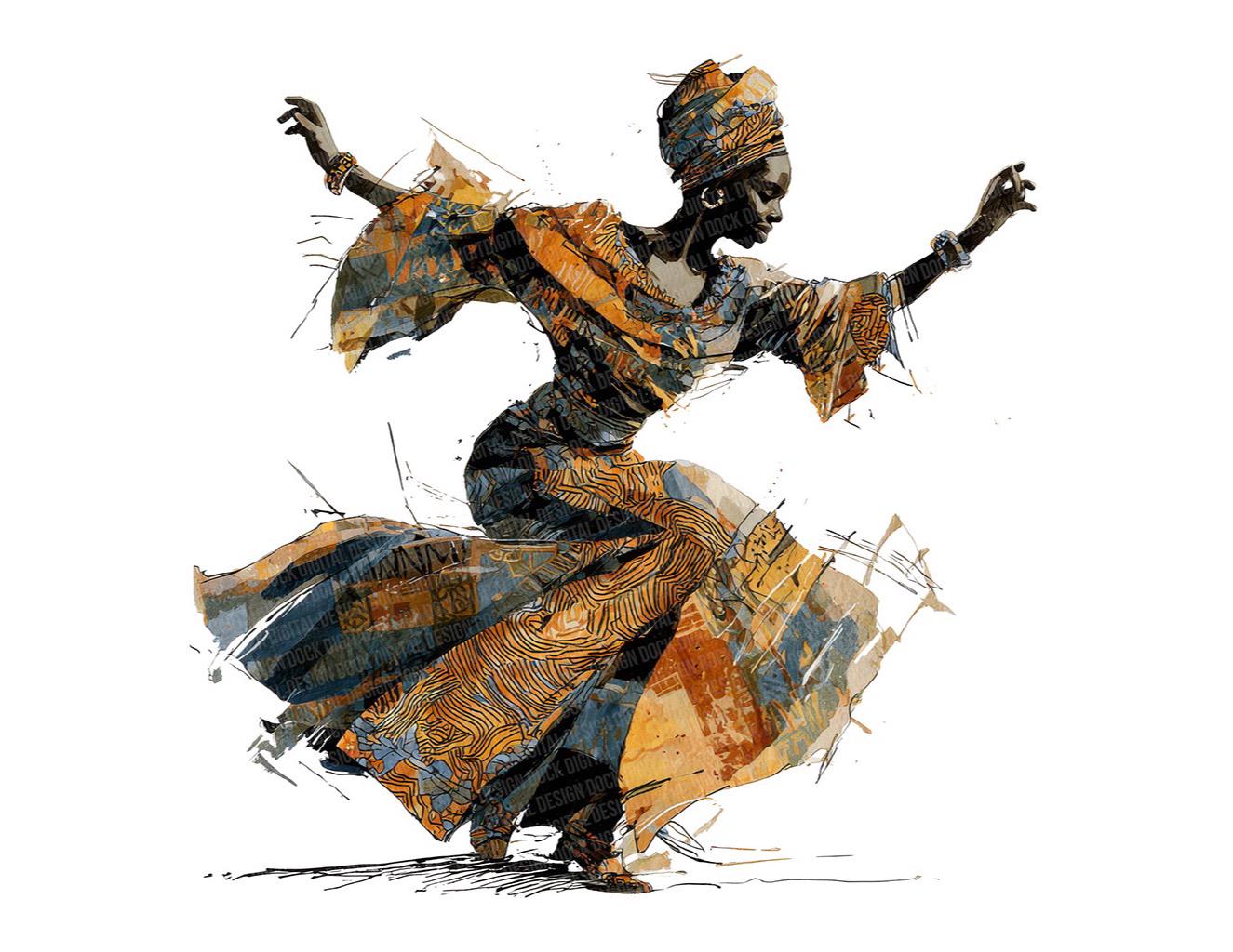 African Dance PNG Clip Art, 12x Traditional Woman Dancer Clipart Set ...