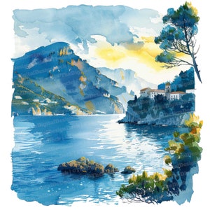 Amalfi Coast Clipart, 12 Jpgs, Coastal Italy Clipart, Printable ...