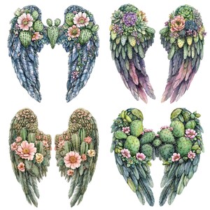 Cactus Angel Wings PNG Clipart, 12x Desert Watercolor Clip Art Set ...