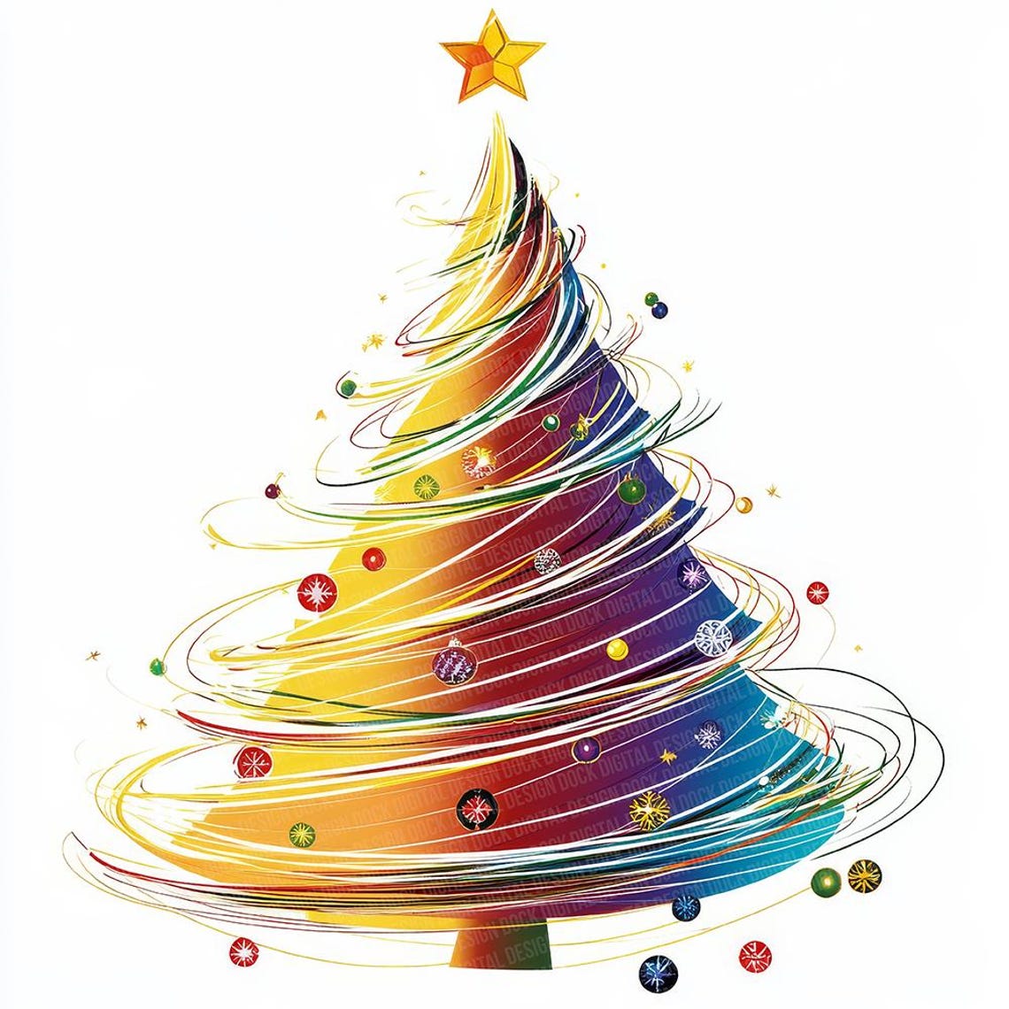 Christmas Tree PNG Clip Art, 12x Abstract Holiday Tree Clipart Set ...