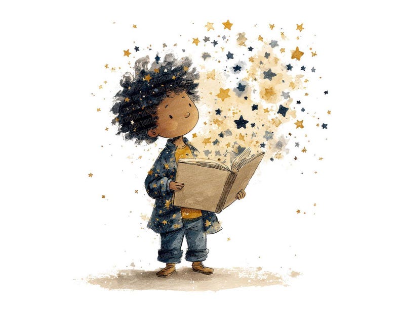 Child Magic Book PNG Clipart, 12x Kids Reading Stars Clip Art Set ...