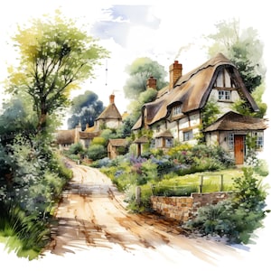 English Village Clipart, 12 Jpgs, Cotswolds Village, Printable ...